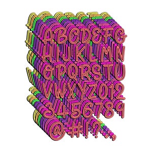 Bright Neon School Alphabet School Png, Scribble Letters Png, Colorful ...