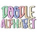 Pastel Scribble Doodle Alphabet Set: Handwritten, Colorful Kindergarten ...