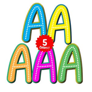 Super Bright Neon Alphabet Png, Alpha Sets Bundle, Dot Alphabet, Doodle ...