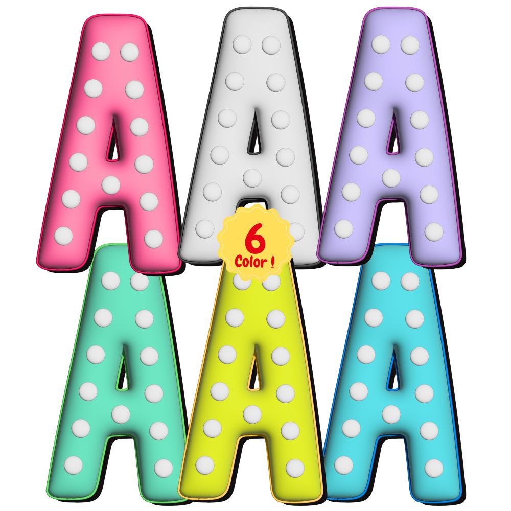 Bright Neon Dot 3D Inflated Puffy Neon Alphabet & Numbers: 3D Letter ...