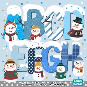 Snowman Alphabet Png, Snow Alphabet Bundle , Winter Alphabet Clipart ...