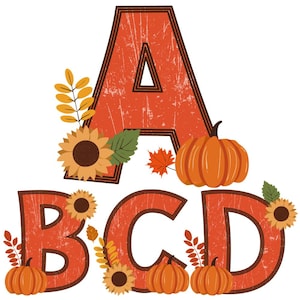 Fall Initial Letters and Number Png | Autumn Alphabet | Sublimation ...