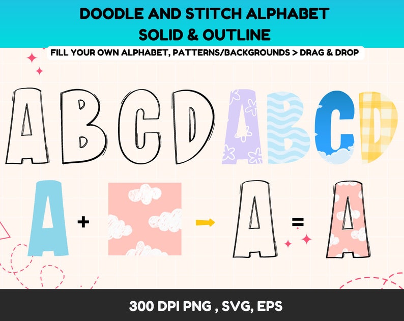 Blank Doodle Font Svg, Doodle Font Png, Doodle Alphabet Svg, Doodle ...