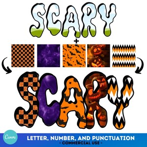 Horror Canva Doodle Letter Alphabet Frame | Editable Groovy Font ...