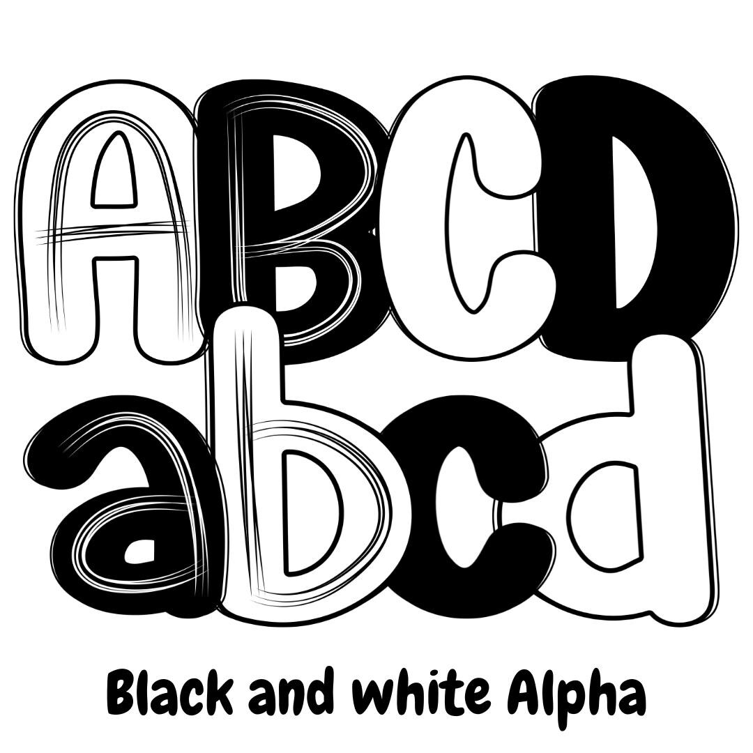 Black White Doodle Scribble Alphabet , Bulletin Board Kindergarten ...