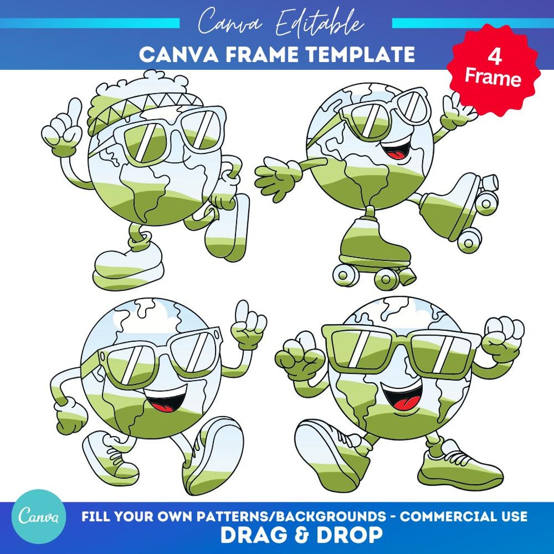 Earth Day Retro Canva Frame Template | Groovy Canva Frame | Retro ...