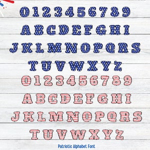 Patriot Font, Doodle Letters Png Bundle, USA Flag Doodle Letters, Hand ...