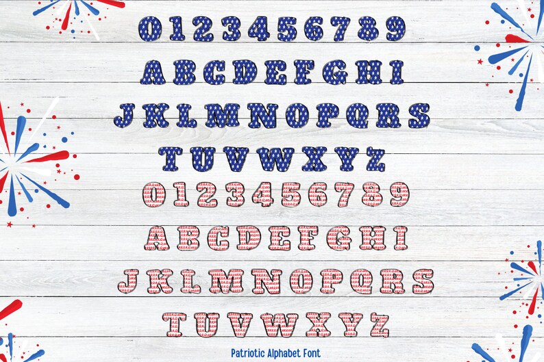 Patriot Font, Doodle Letters Png Bundle, USA Flag Doodle Letters, Hand ...