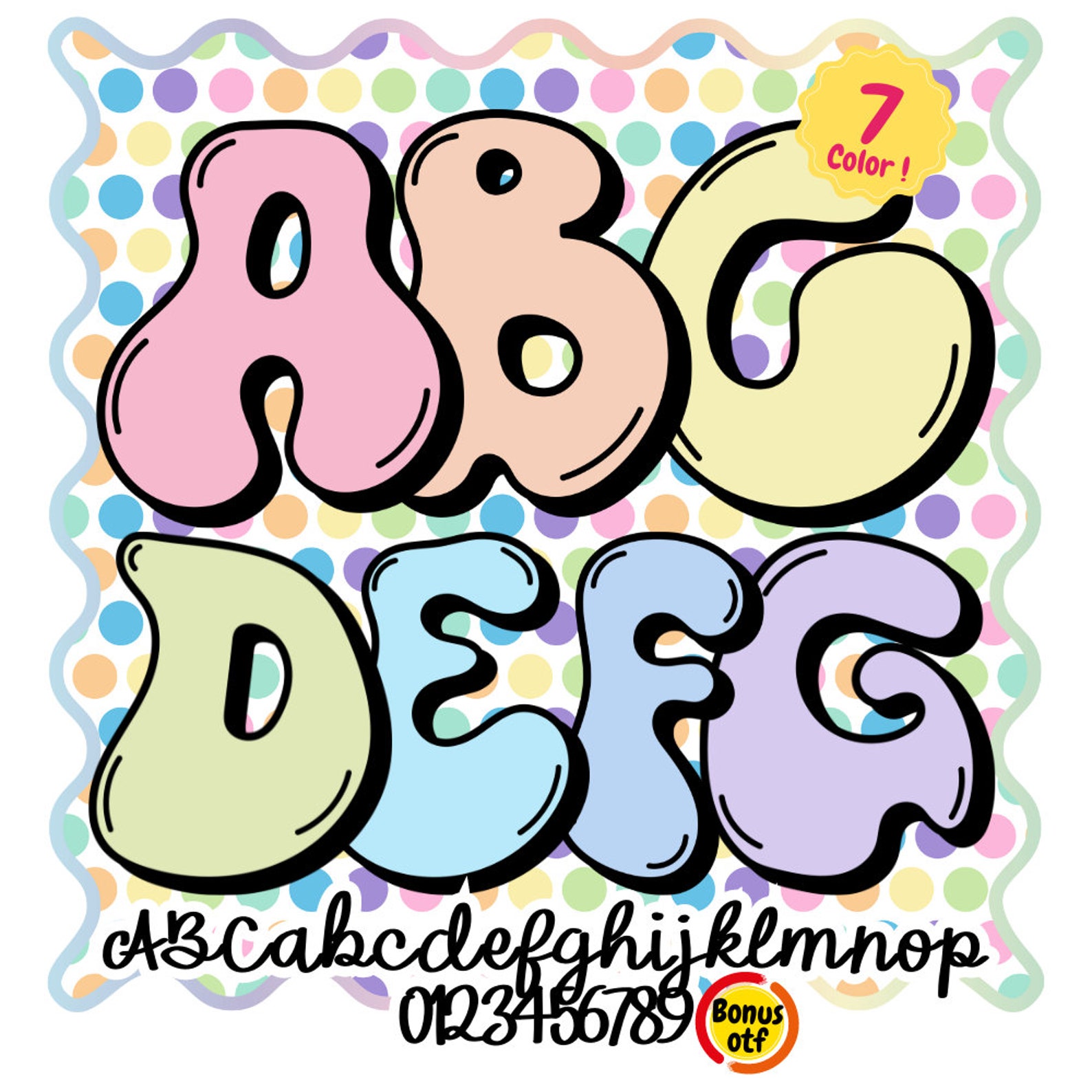 Pastel Groovy Alphabet With Dot Dalmatian Background Png, Custom ...