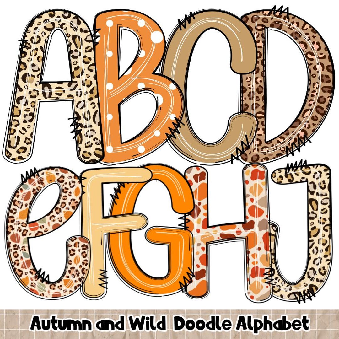 Thanksgiving Alpha Png | Fall Doodle Letters Png | Autumn Alphabet ...