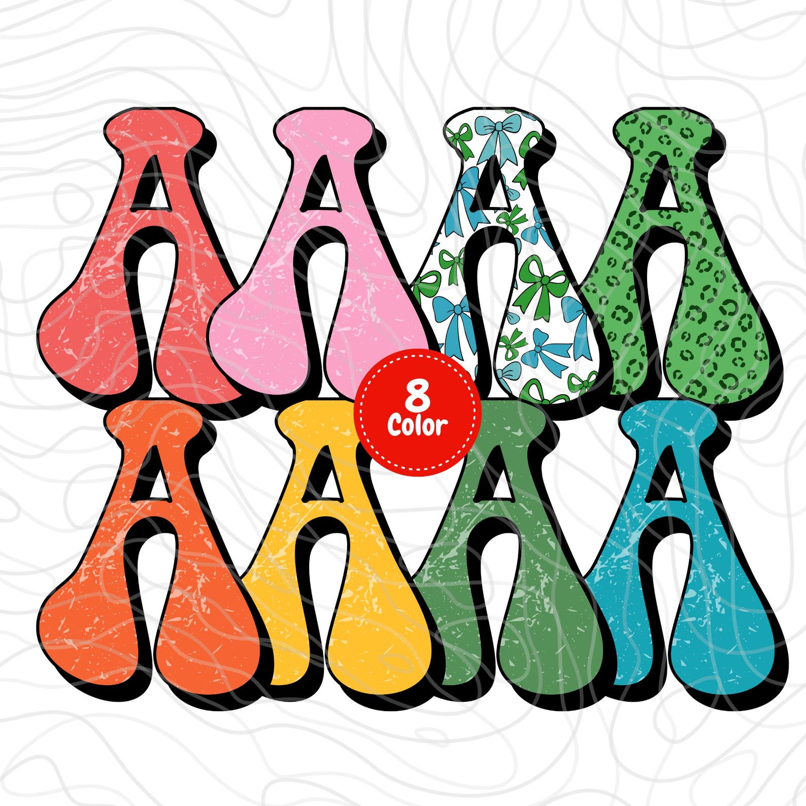 Earth Day Alphabet Letters Png | PNG Retro Letters | Groovy Alphabet ...