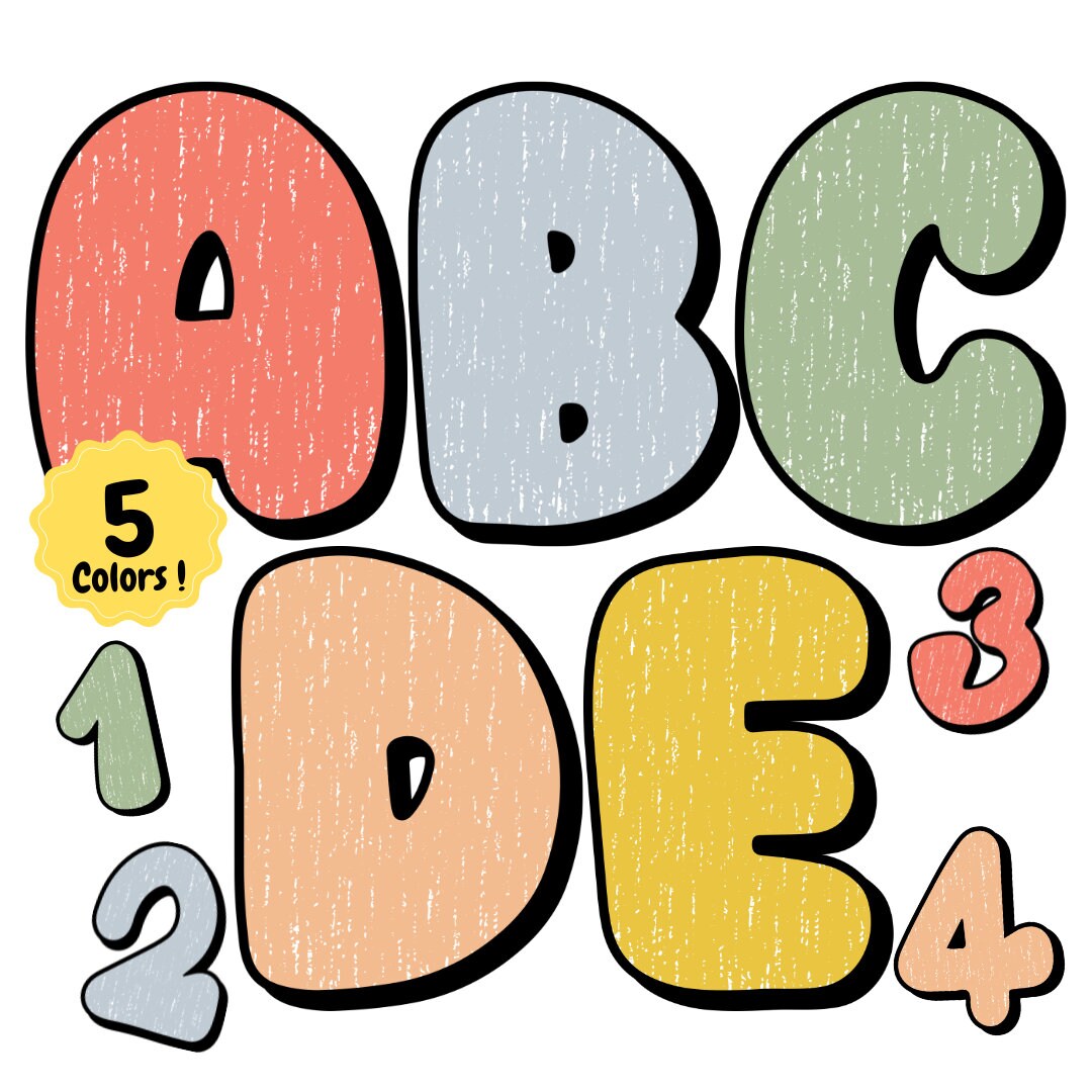 Grunge Alphabet PNG, Distressed Font, Retro Letters PNG Bundle, Doodle ...