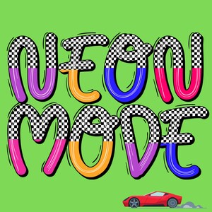 Bright Neon Scribble Doodle Alphabet PNG - Half Checkered Handwritten ...