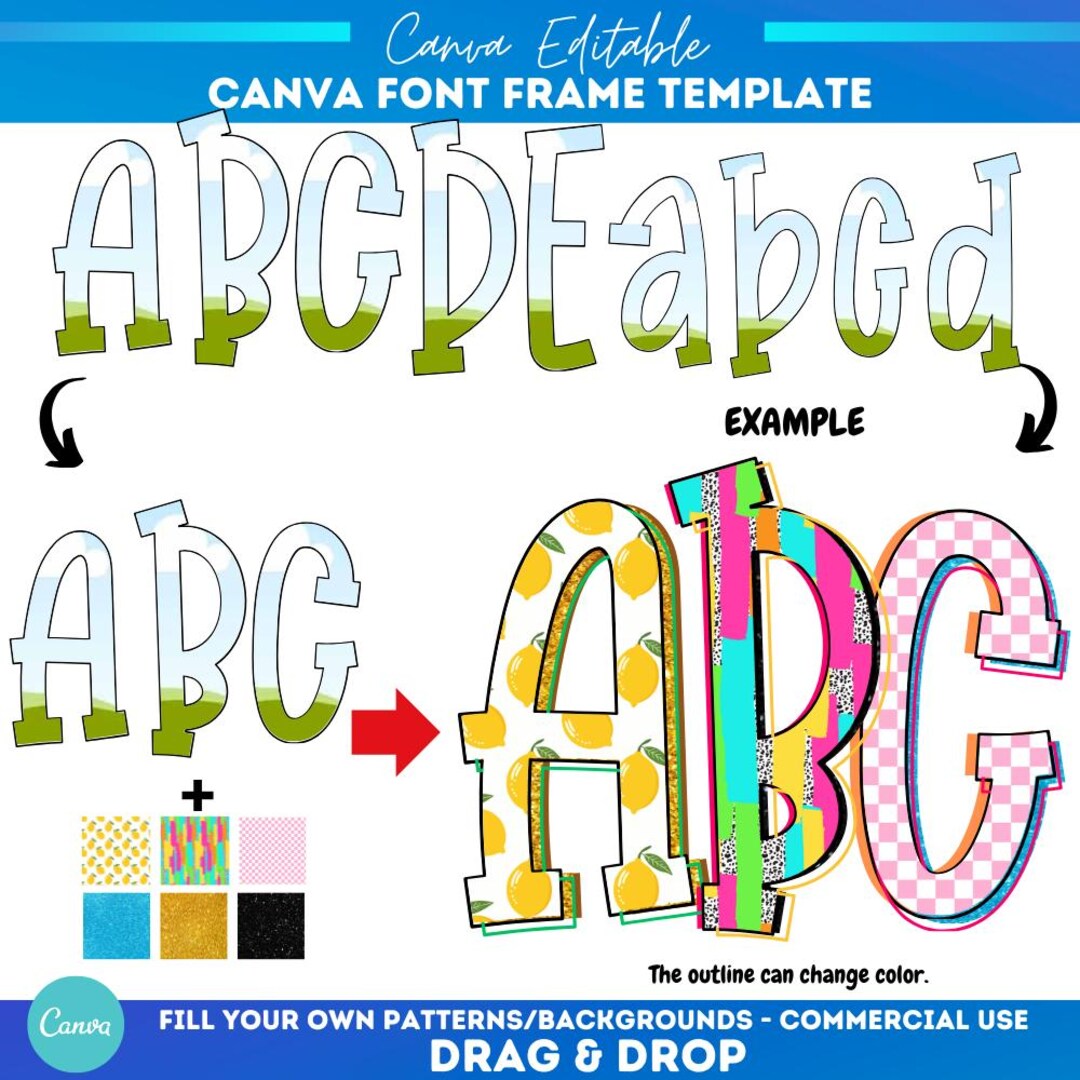 Canva Letter Frames Alphabet | School Alphabet | Custom Fill Pattern ...