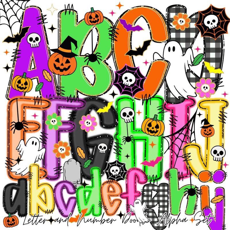 Neon Alphabet Halloween Png - Etsy