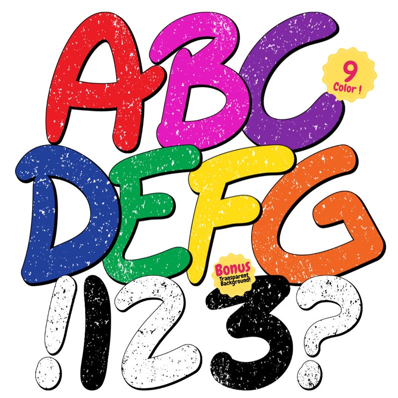 Neon Alphabet Letters PNG, Groovy Retro Font SVG, Grunge Distressed ...