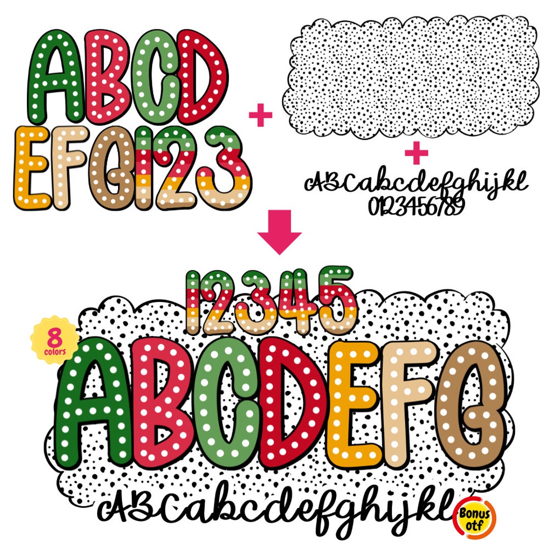 Bright Neon Dot Dalmatian Alphabet With Background Png, Custom ...