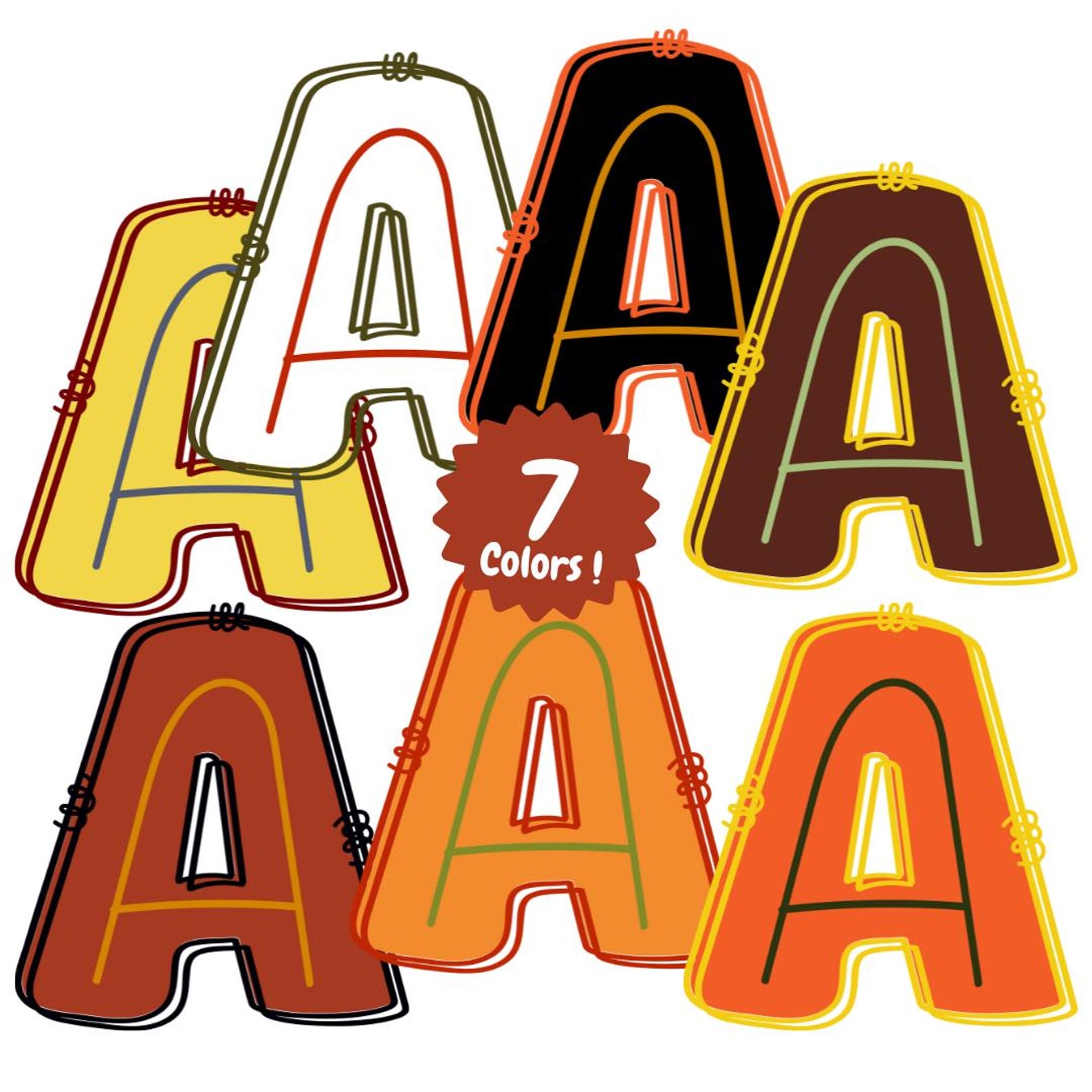 Scribble Autumn Doodle Alphabet Png, Custom Thanksgiving Alphabet Png ...