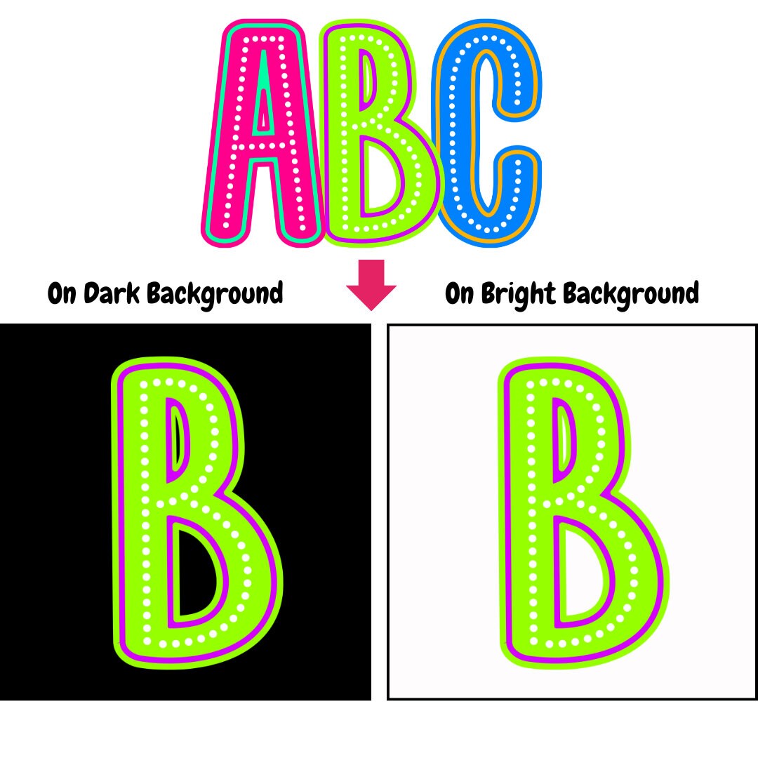 Bright Neon Classroom Bundle Png, Teacher Bundle, Classroom Alphabet ...