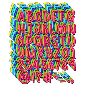 Neon Scribble Alphabet Png , Alpha Sets Bundle, Doodle Dot Font, Trendy ...