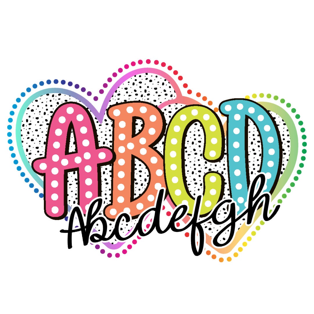 Dot Dalmatian Alphabet With Heart Background Png, Custom Dalmatian Dot ...