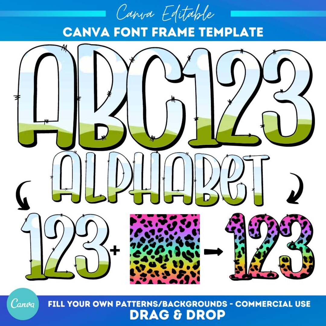 Editable Canva Template Doodle Letter Alphabet Frame | Editable Font ...