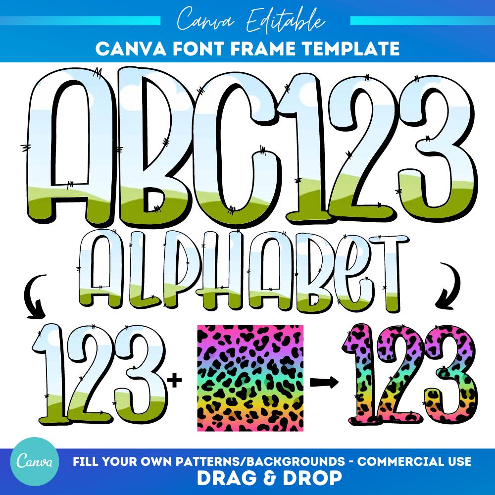 Editable Canva Template Doodle Letter Alphabet Frame | Editable Font ...