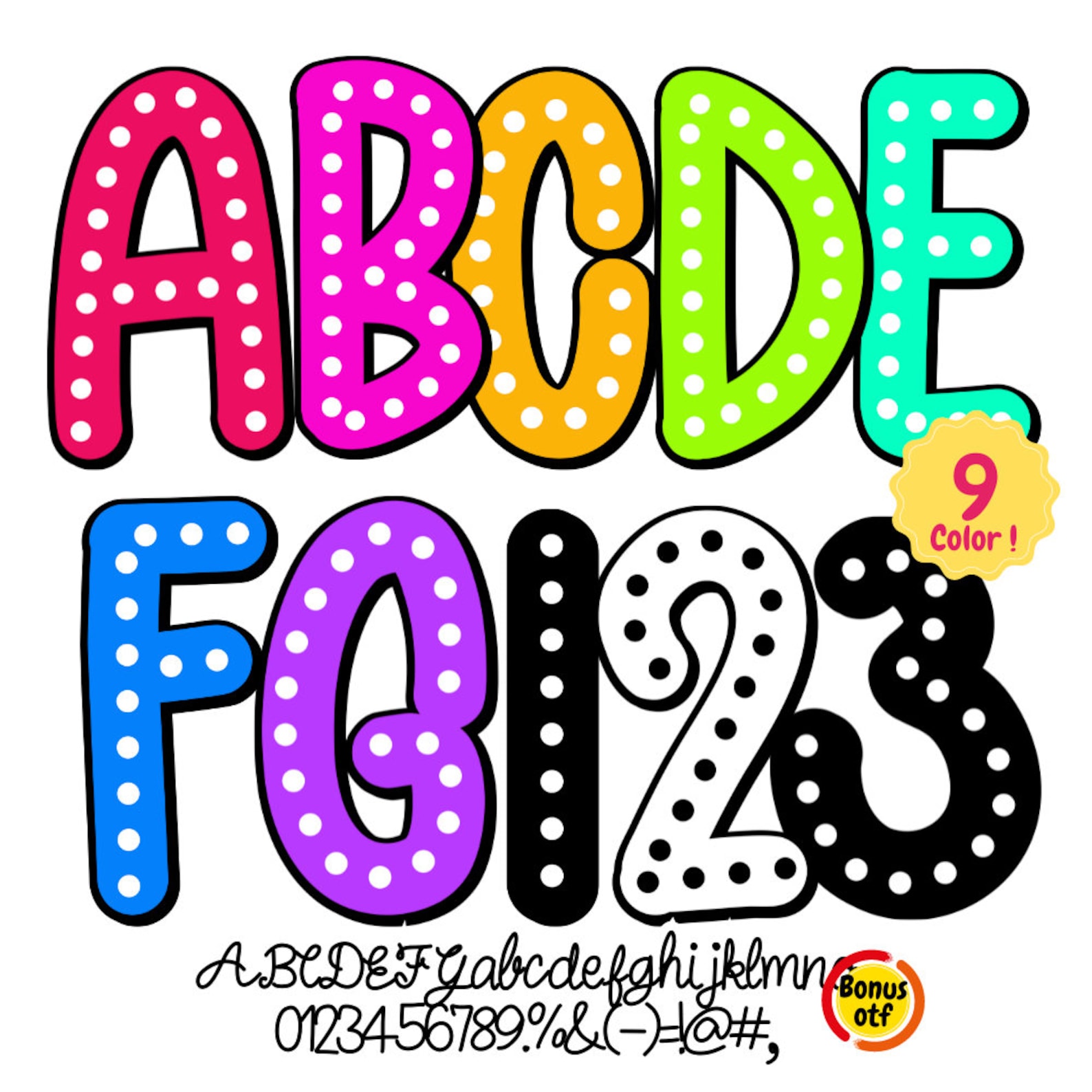 Bright Neon Letters Png, Dalmatian Alphabet Bundle, Polka Dot Alphabet ...