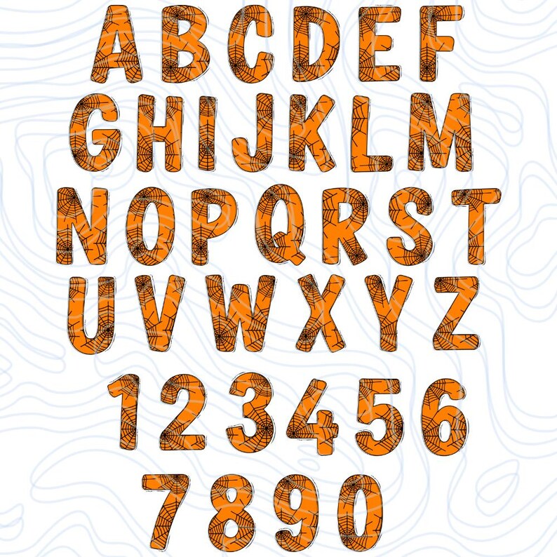 Orange and Black Alpha | Spooky Alphabet | Halloween Alphabet | Doodle ...