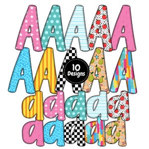 Preppy Retro Back to School Teacher Alphabet | Doodle Alpha Font ...