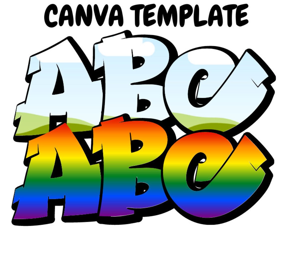 Graffiti Alphabet Frame CANVA Editable Template. Fill Your Own Design ...