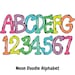 Neon Cute Letters & School Alphabet PNG Bright, Colorful Alpha Set for ...