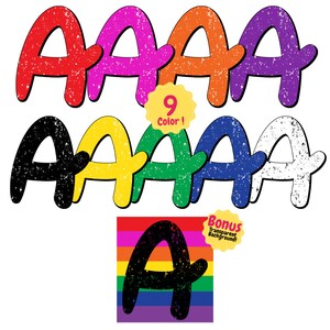 Neon Alphabet Letters PNG, Groovy Retro Font, Grunge Distressed Doodle ...