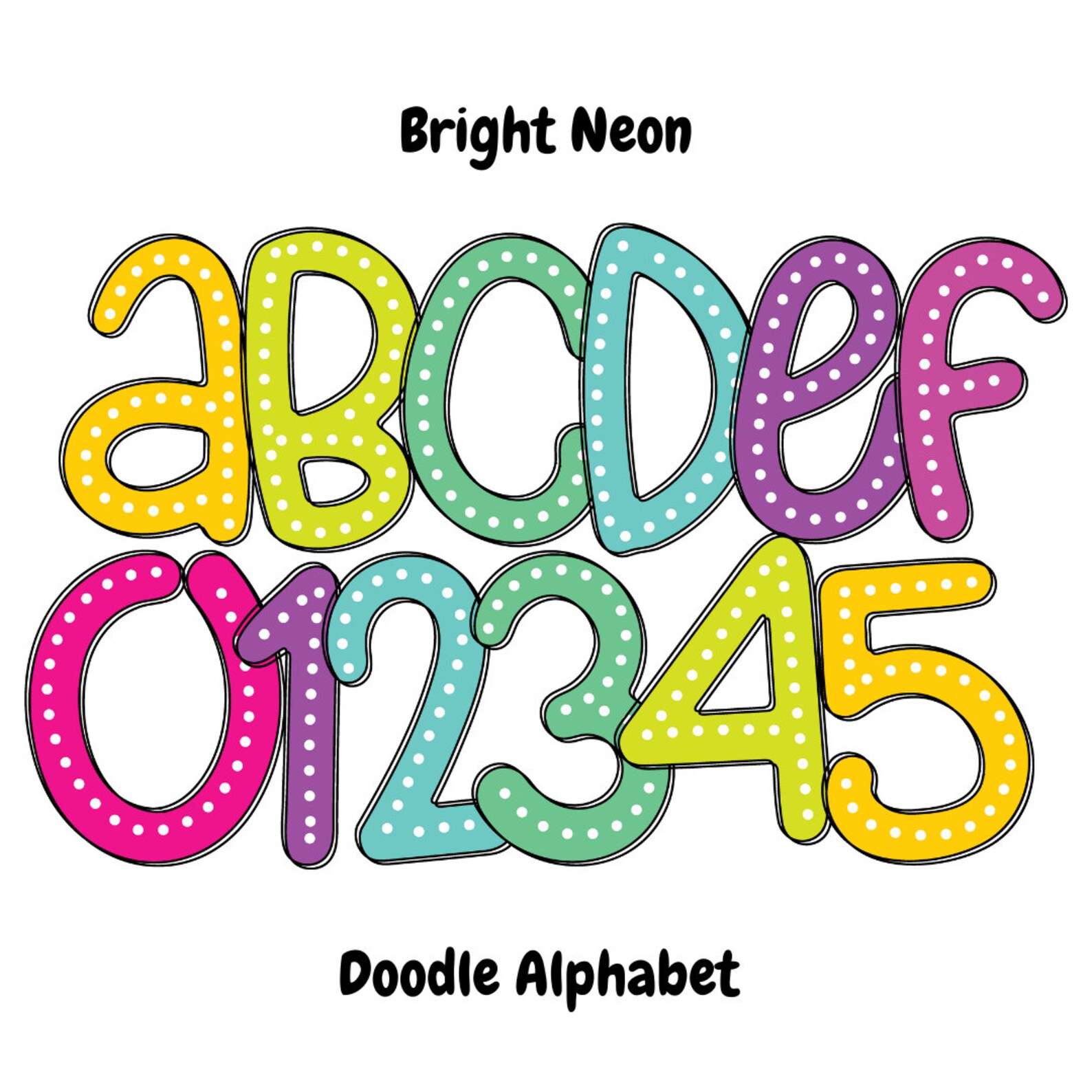Bright Neon Letters Png, Dalmatian Alphabet Bundle, Polka Dot Alphabet ...