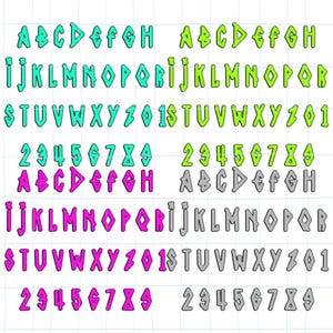 Neon Grunge Doodle Letters PNG: Retro, Distressed, Hand-drawn Alphabet ...