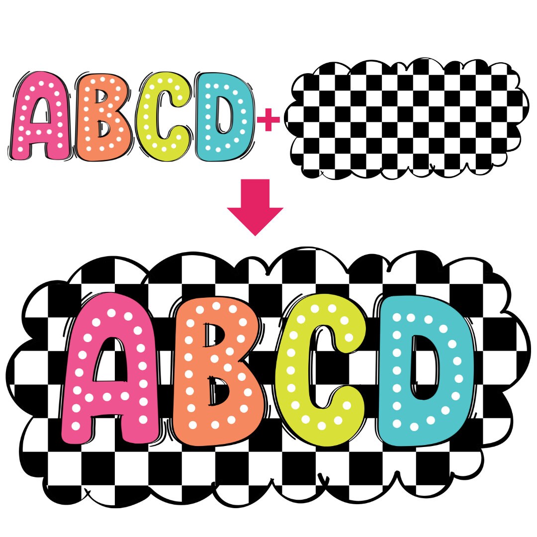 Dot Dalmatian Alphabet With Checkered Background Png, Custom Dalmatian ...