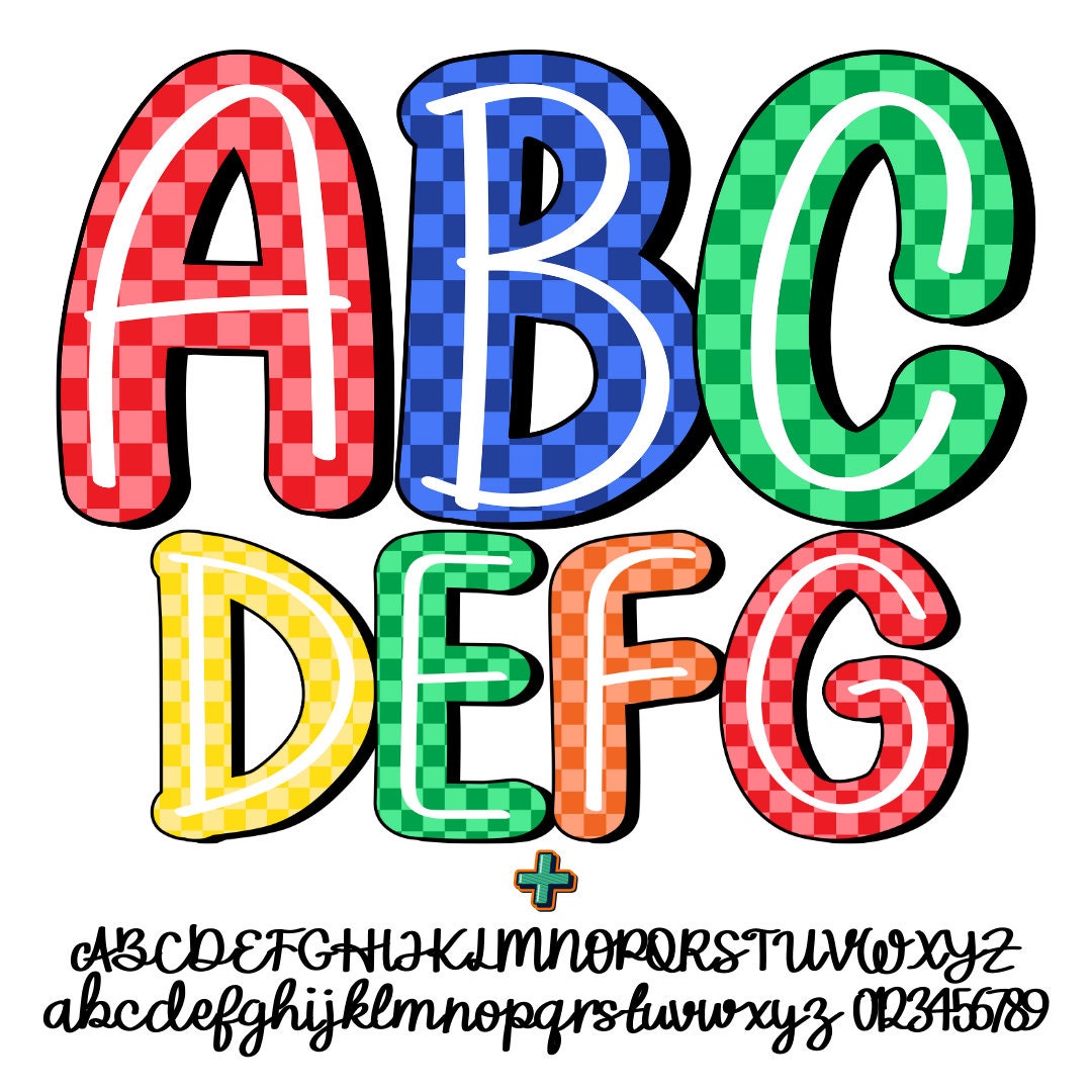 Scribble Alphabet With Checkered Pattern Png, Custom Scribble Letters ...