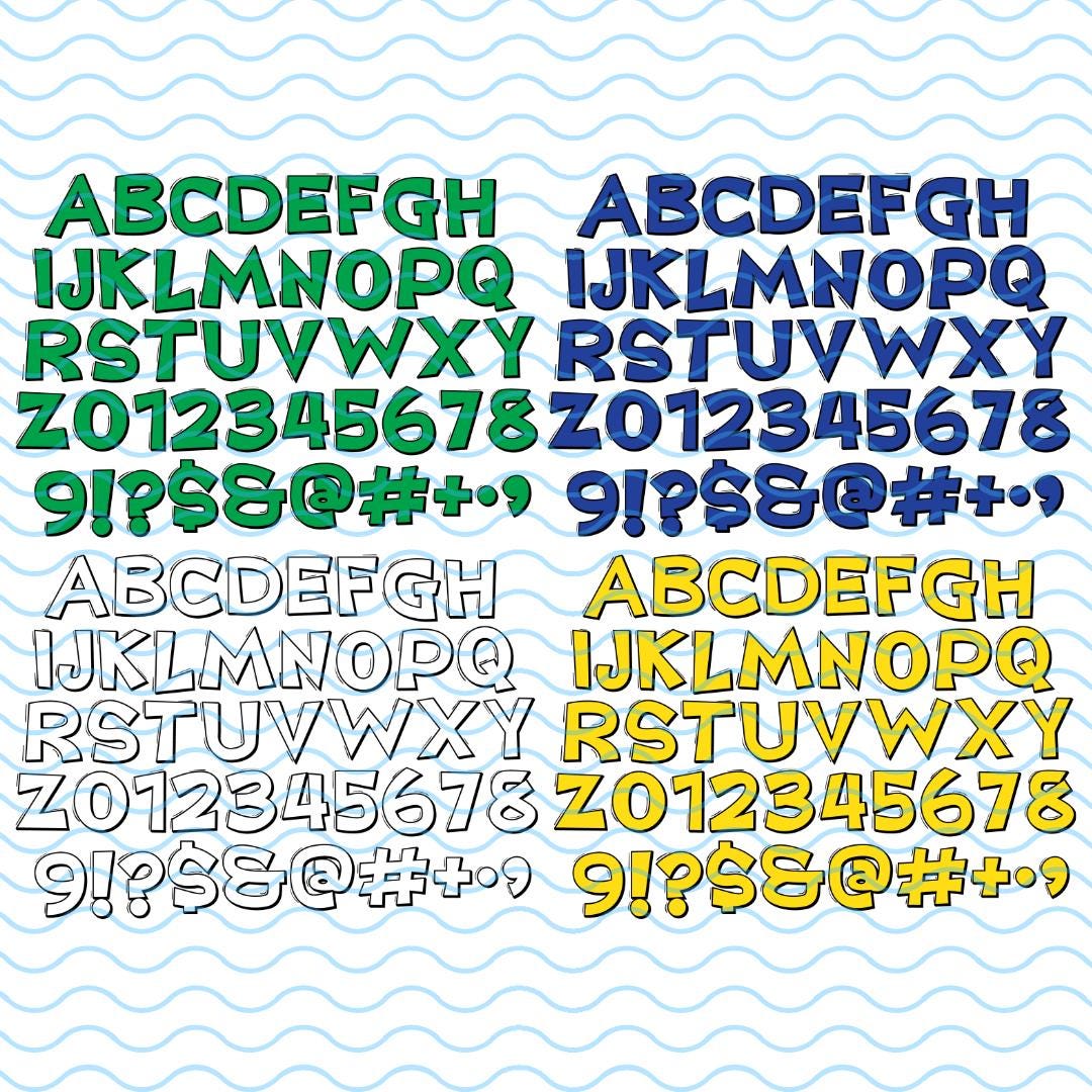 Neon Kindergarten Letter Font 9 Colors : Retro, Handwritten, Doodle ...
