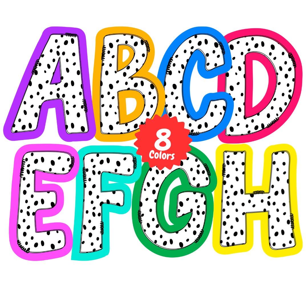 Dalmatian Doodle Alphabet | 8-color Spotted Letters for Creative ...