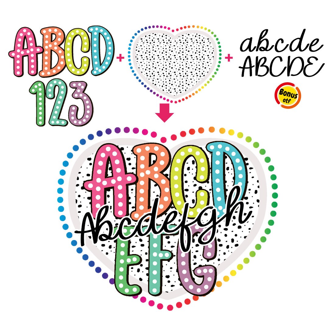 Dot Dalmatian Alphabet With Heart Background Png, Custom Dalmatian Dot ...