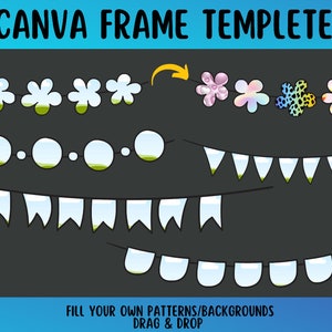 Bunting Canva Frame, Digital Bunting Clipart, Canva Template, Bunting ...