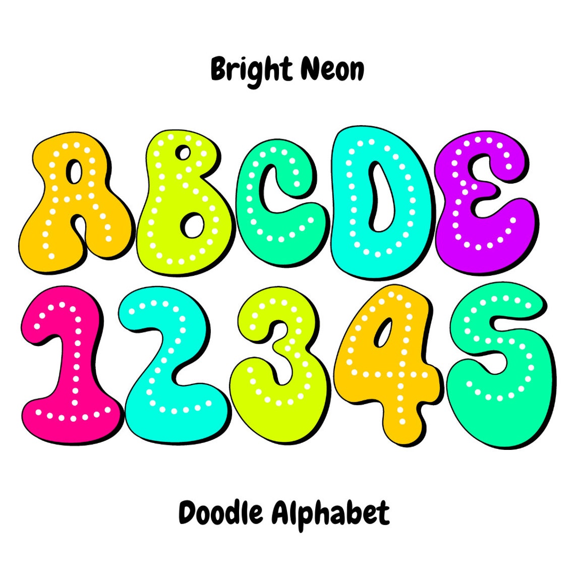 Bright Neon Letters Png, Polka Dot Alphabet Png, Marquee Letters Png ...