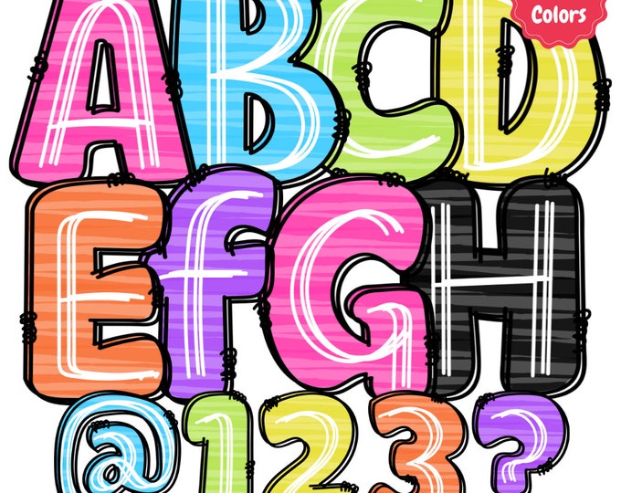Summer Letters & Numbers PNG, Alpha Doodle, PNG Letters, Doodle Letters ...