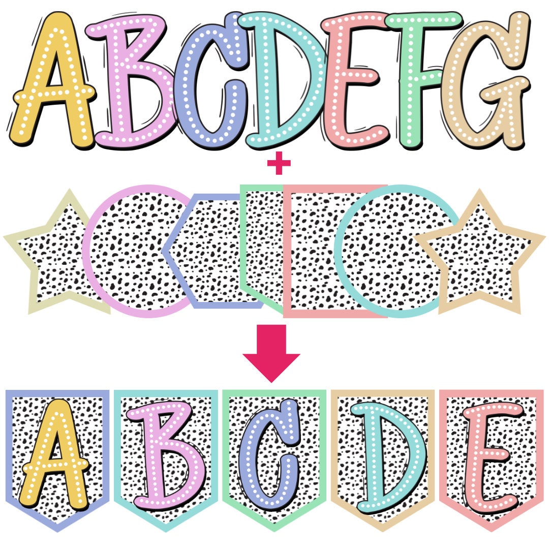 Bright Dalmatian Dot Pastel Classroom Bundle With Background Png ...