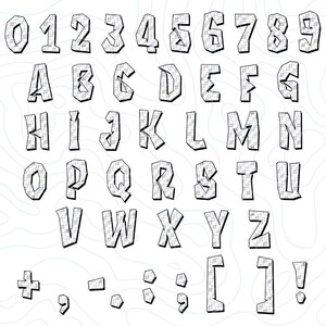 7 Block Bulletin Board Black & White Scribble Doodle Alphabet Dot ...