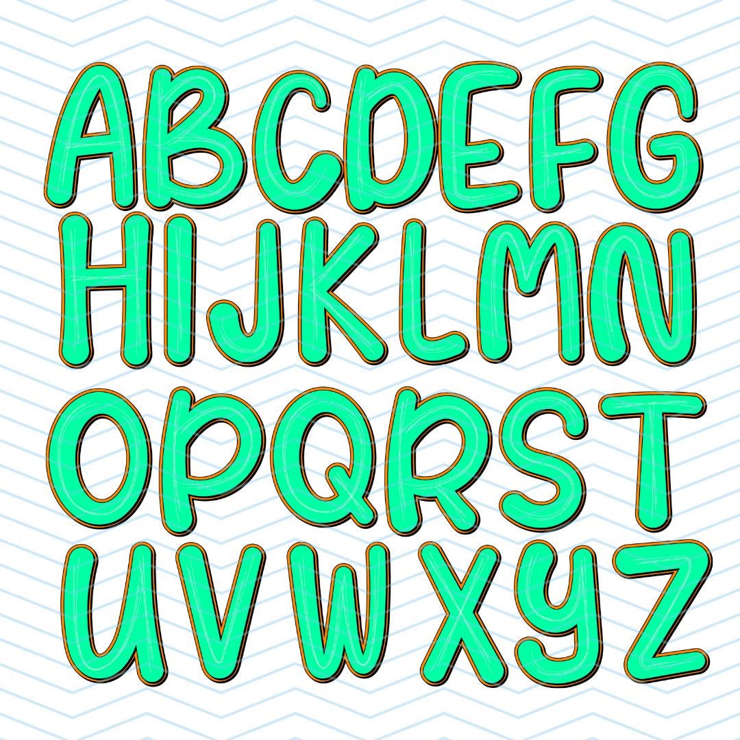 Super Bright Neon Alphabet Png, Alpha Sets Bundle, Scribble Alphabet ...