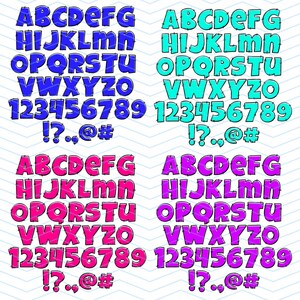 Bright Doodle Alphabet & Letters PNG: Colorful Neon Alpha Set ...