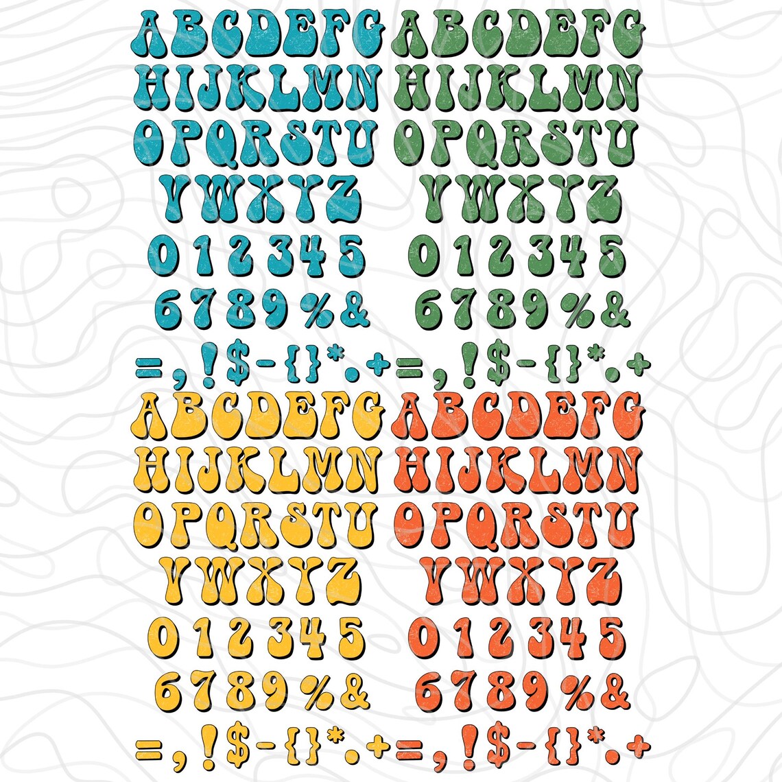 Earth Day Alphabet Letters Png | PNG Retro Letters | Groovy Alphabet ...