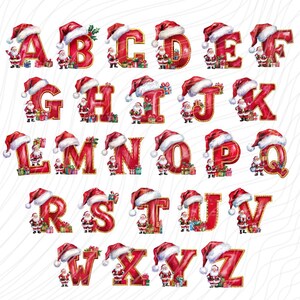 Santa Alphabet Watercolor | Santa Alphabet Letters | Christmas Alphabet ...