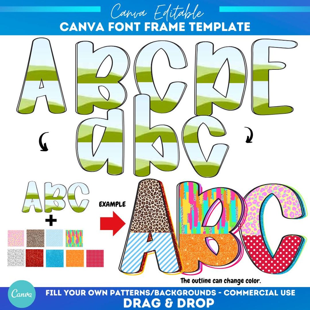 Preppy Letter Canva Frames | Template Drag and Drop | Custom Fill ...